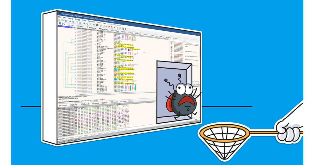 Debugging bugs in x64dbg debugger. Step out to GUI